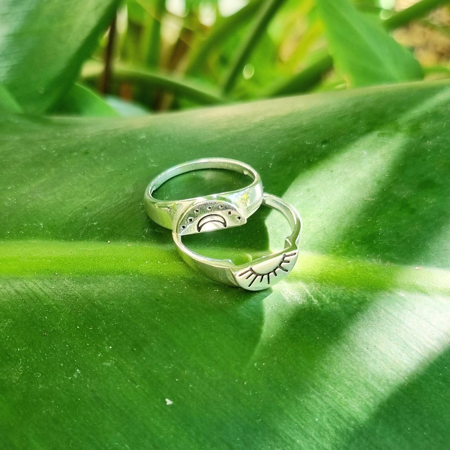 Anel Sol e Lua Duplo em Prata 925 - Aroeira Pratas