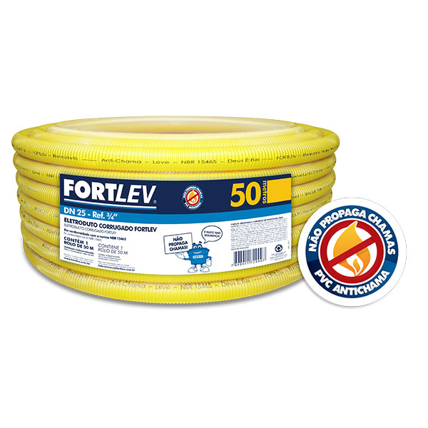 Conduite Corrugado Amarelo 20mm 50M - FORTLEV - Mercadão Lojista ...