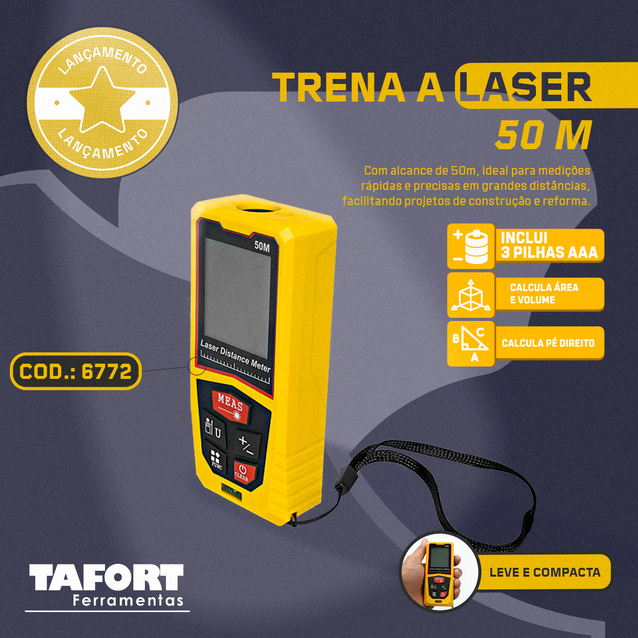 Trena Digital a Laser Distância 50 Metros - TAFORT - Mercadão Lojista ...
