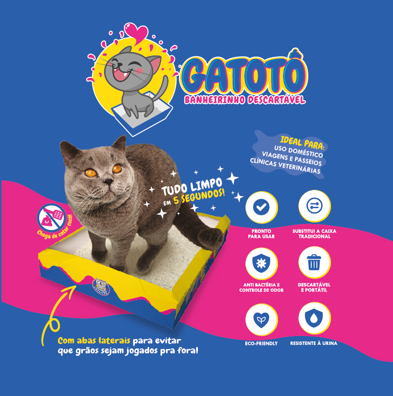 Gatotô Banheirinho Descartável, Prático e Biodegradável para Gatos ...