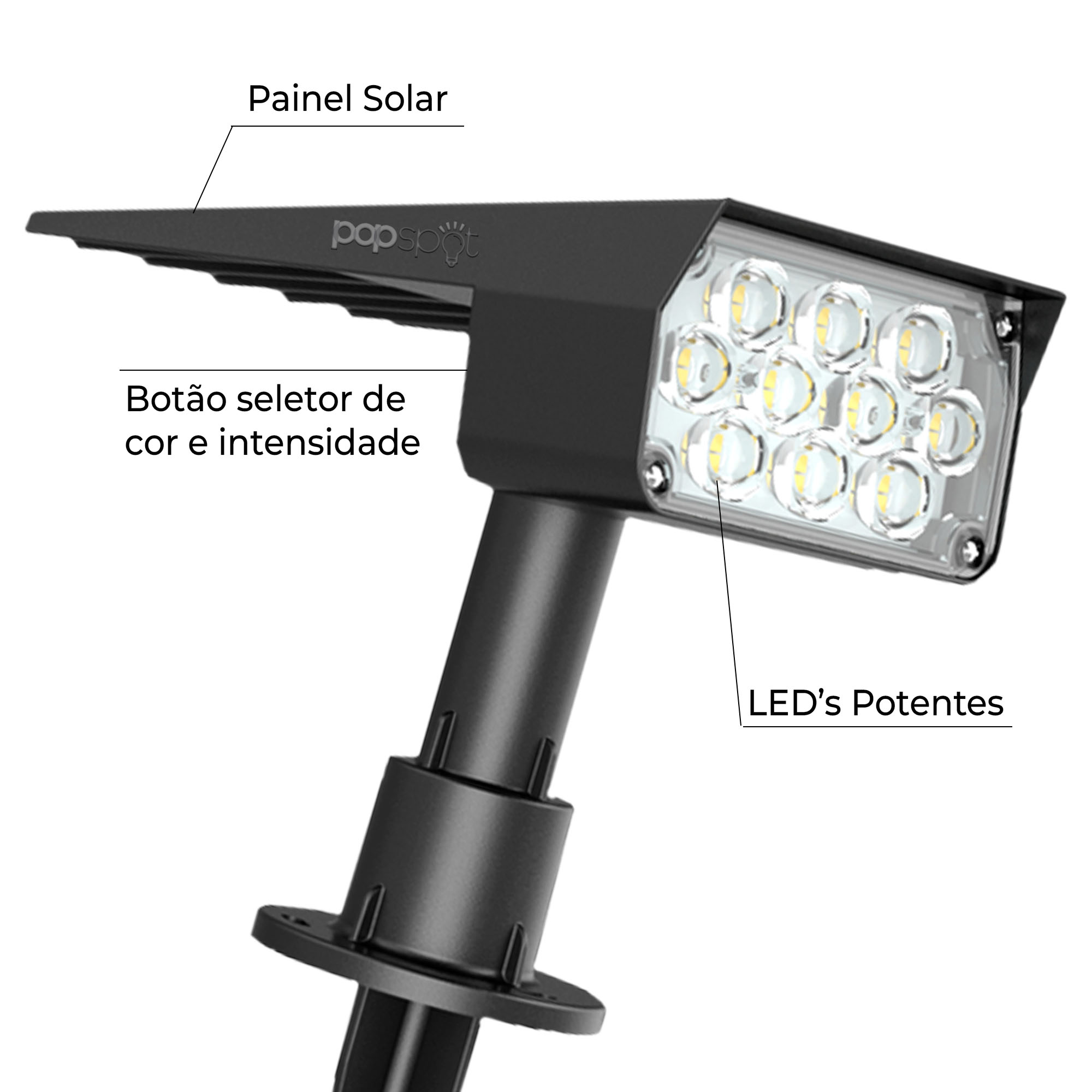 Luminária Solar Spot Espeto de Jardim Refletor Luz Colorida LED RGB ...
