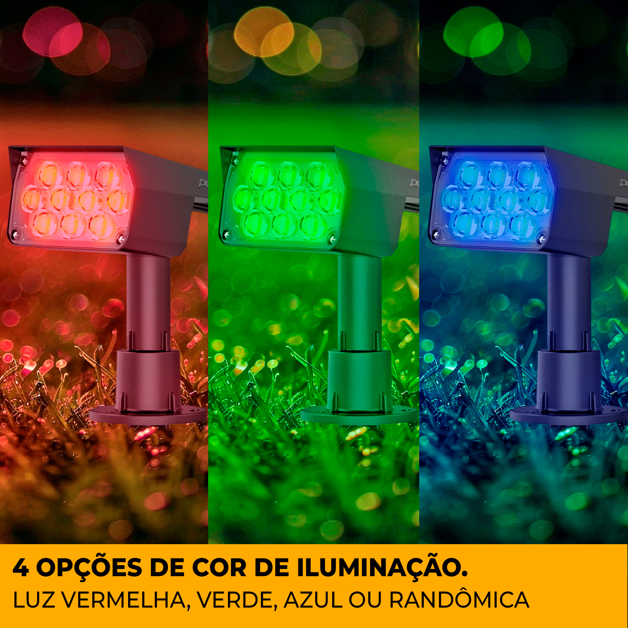 Luminária Solar Spot Espeto de Jardim Refletor Luz Colorida LED RGB ...
