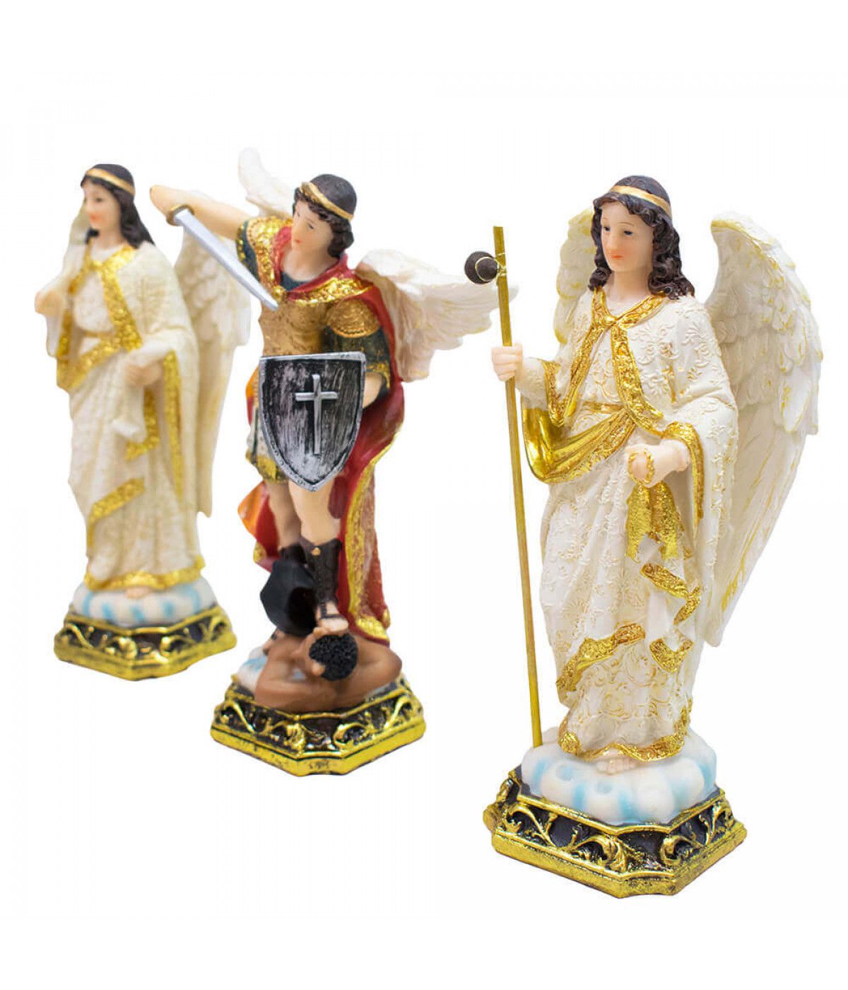 Três Arcanjos - Miguel Gabriel Rafael 23 CM Escultura em Resina ...