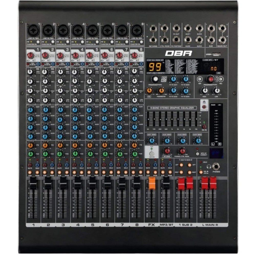MESA 8 CANAIS DBR DM8 USB - OPSOM | Áudio Profissional | +35 Anos.