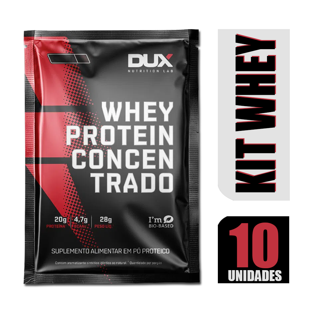 Kit 10 / Caixa Whey Concentrado 30g Mono Dose - Dux - Sachê - Origem Ox