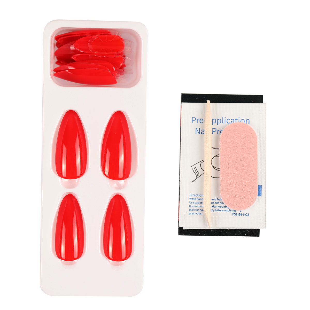 Unha Postiça Autocolante Gloss Amendoada Red One Love