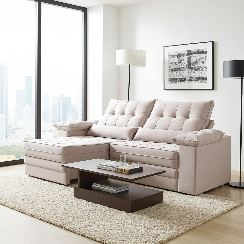 Sofá Retrátil e Reclinável Cancún em Linho Bege - Zargo