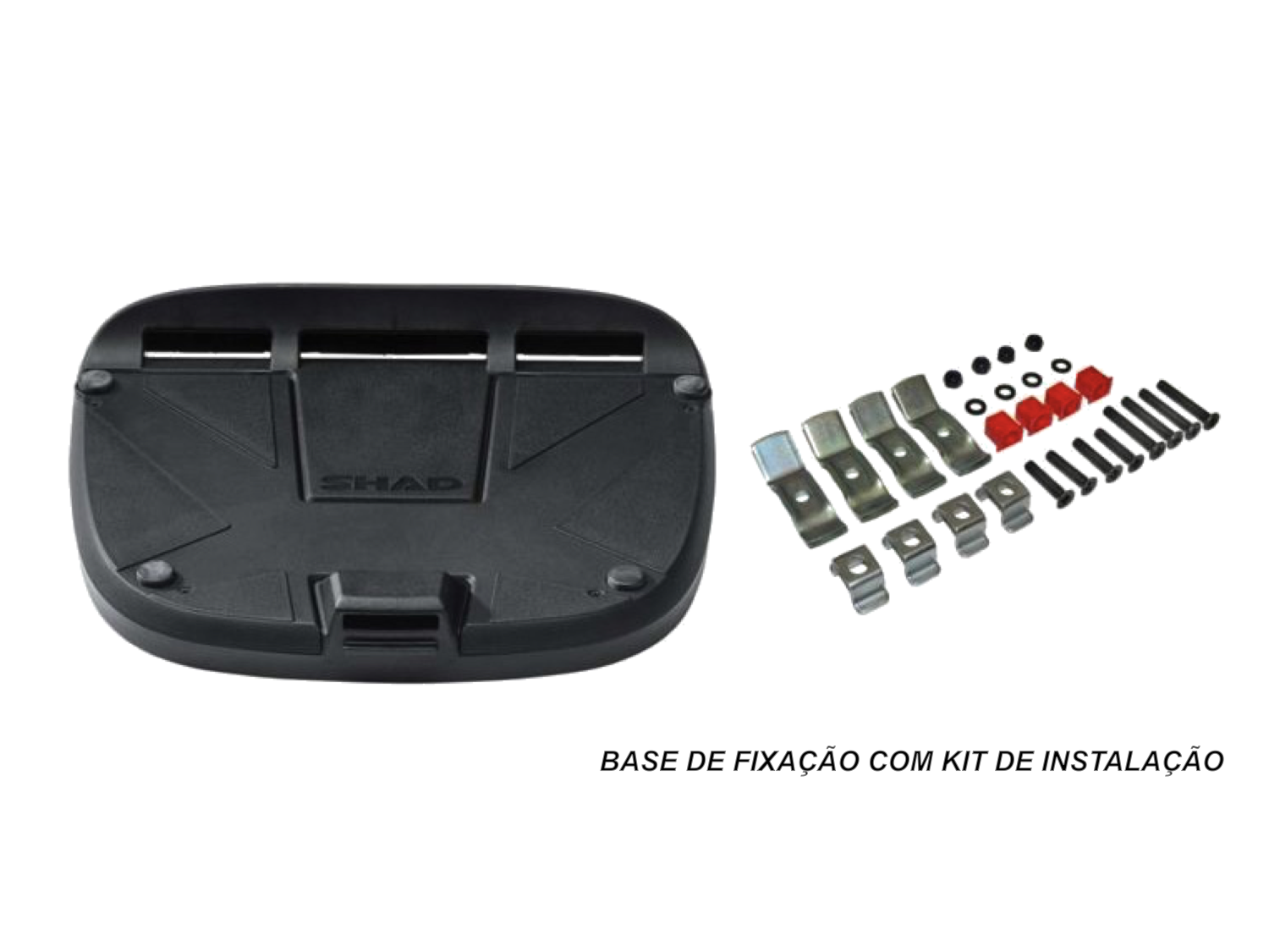 KIT BAÚ CENTRAL SH49 PRETO 49 LITROS COM LUZ FREIO LED E BASE FIXAÇÃO ...