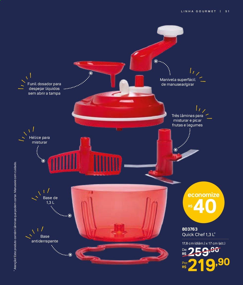 TUPPERWARE QUICK CHEF 1,3 LITRO VERMELHO - Produtos Originais Tupperware®