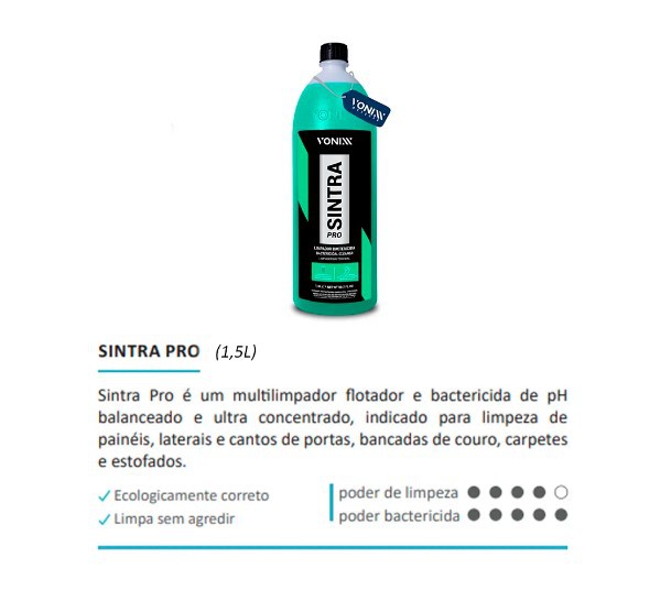 Sintra Pro 1,5L - Vonixx Limpeza Interna De Veiculos - LOJAO CAR XPRO