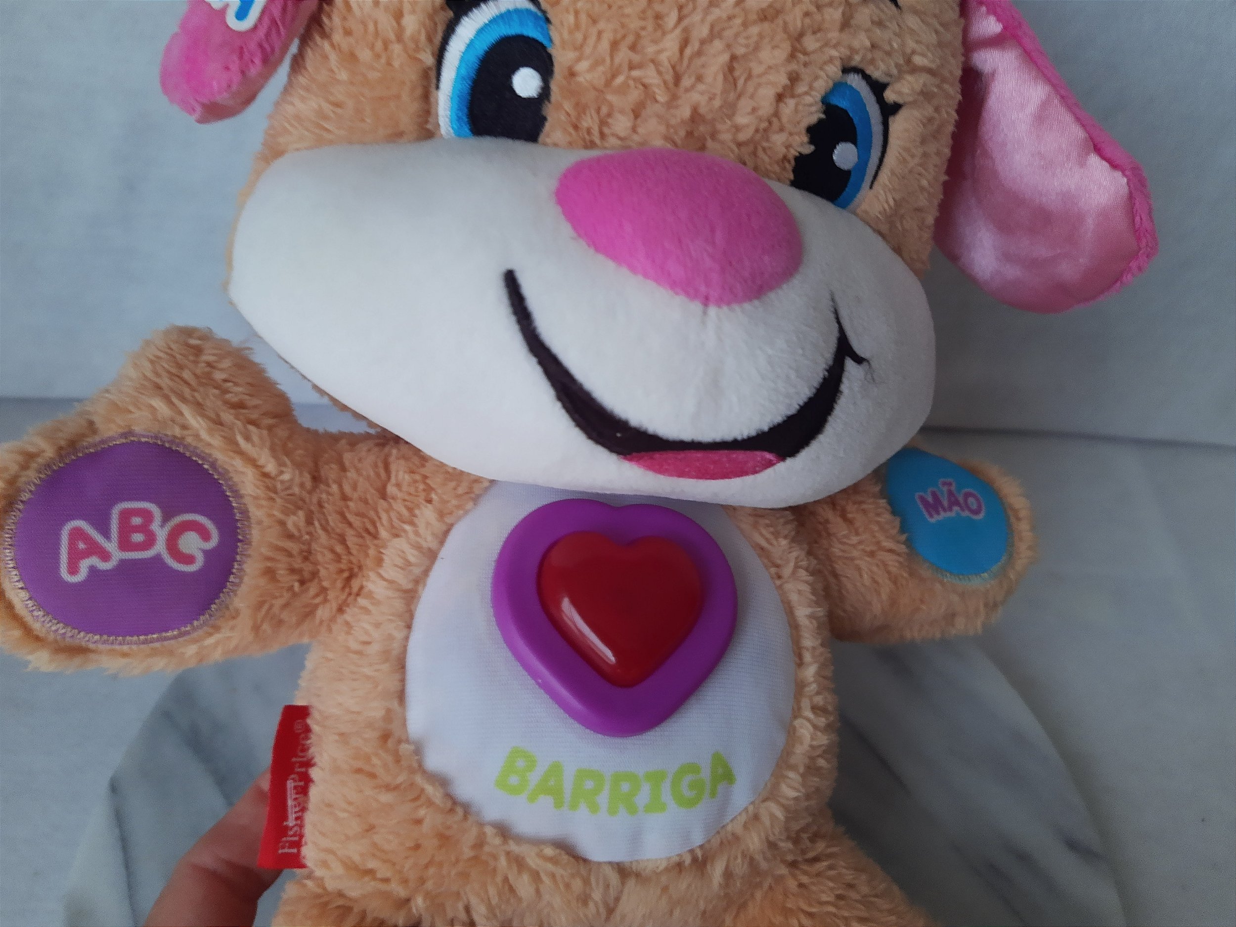 Pelúcia cachorro brincar e aprender, em português, da Fisher Price ...