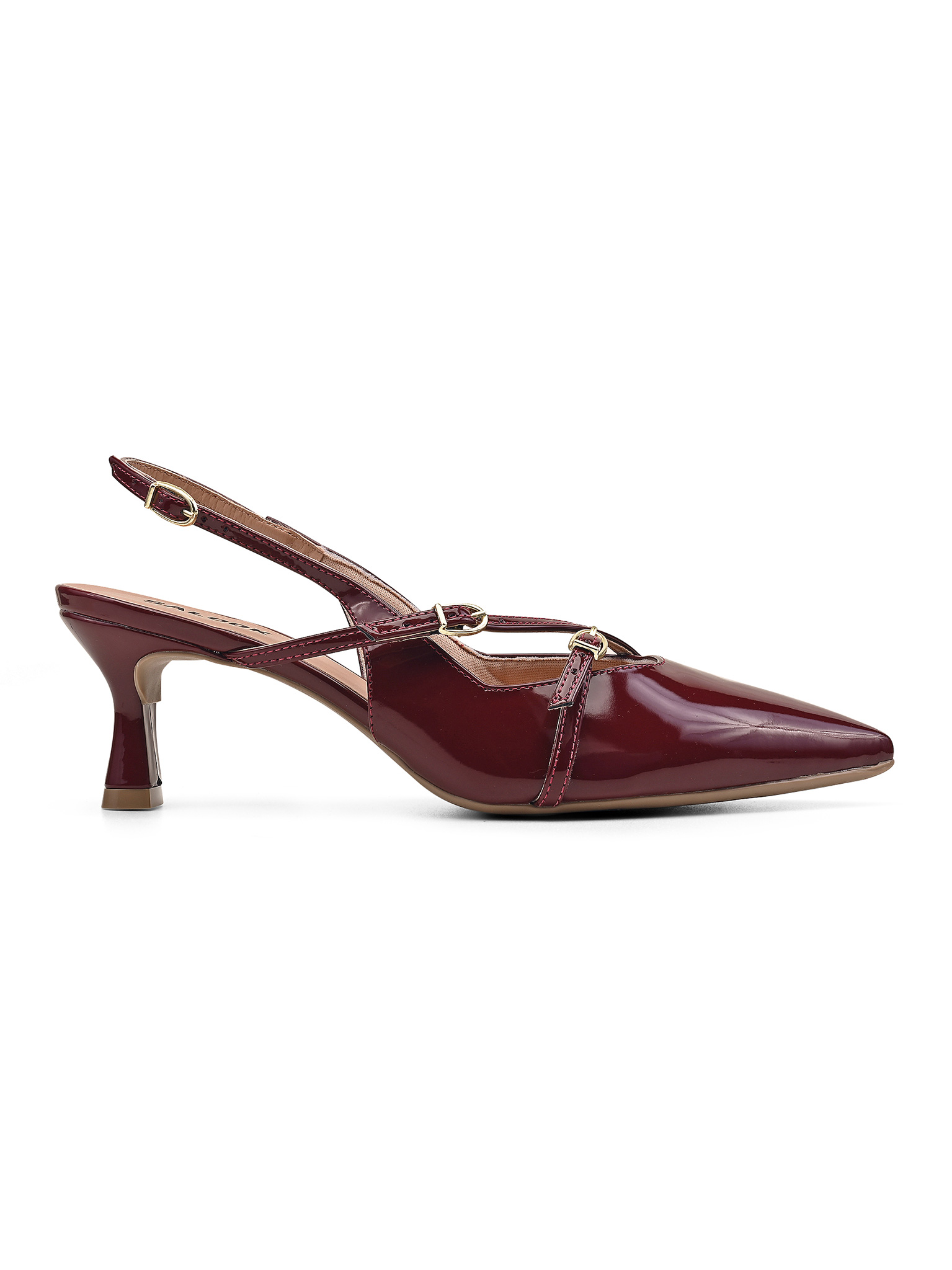 Scarpin Burgundy Verniz Salto Taça Slingback - Salook Calçados