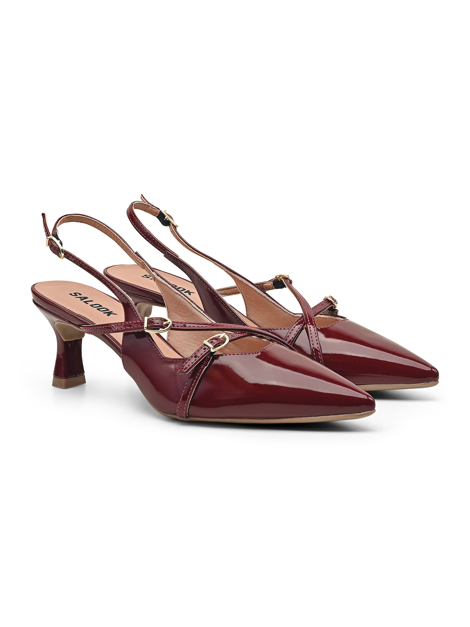 Scarpin Burgundy Verniz Salto Taça Slingback - Salook Calçados