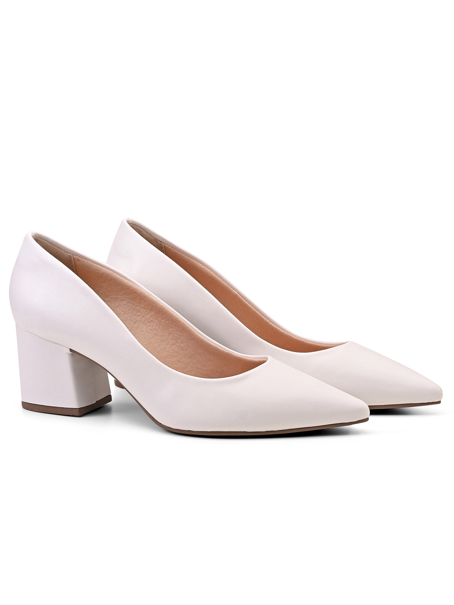 Scarpin Branco Salto Bloco 6 cm - Elegância | Salook - Salook Calçados