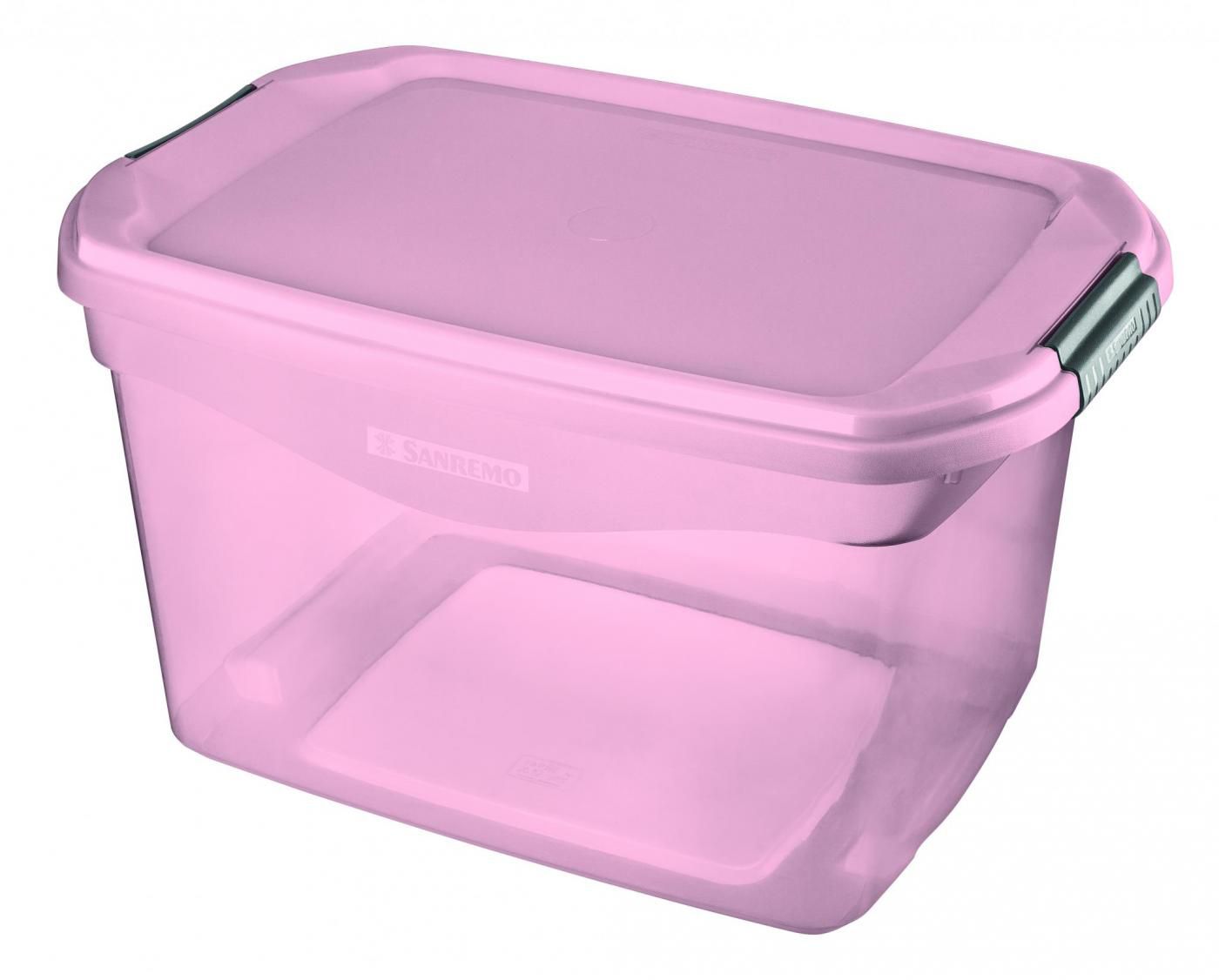 Caixa Organizadora 68 Litros Rosa Translucida 64x44x34 Cm Com Tampa e ...