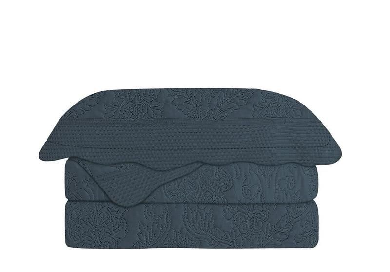 Colcha Queen + 2 Porta Travesseiro Antique Marinho Camesa ...