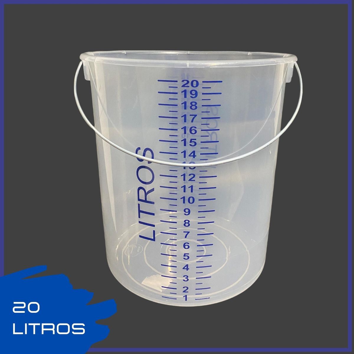 Balde Graduado Plástico Transparente 20 Litros Alça Ferro ...