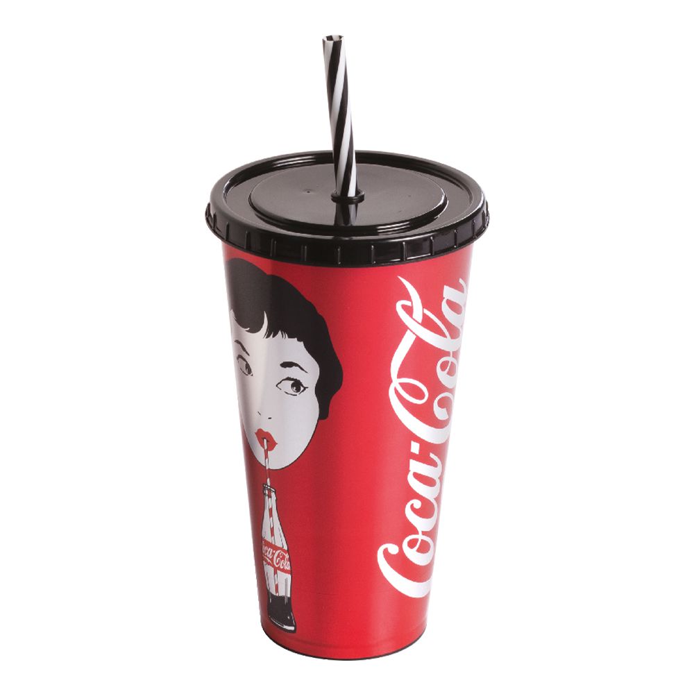 Copo 700 ML Estampa Coleção Coca-Cola Com Tampa e Canudo ...