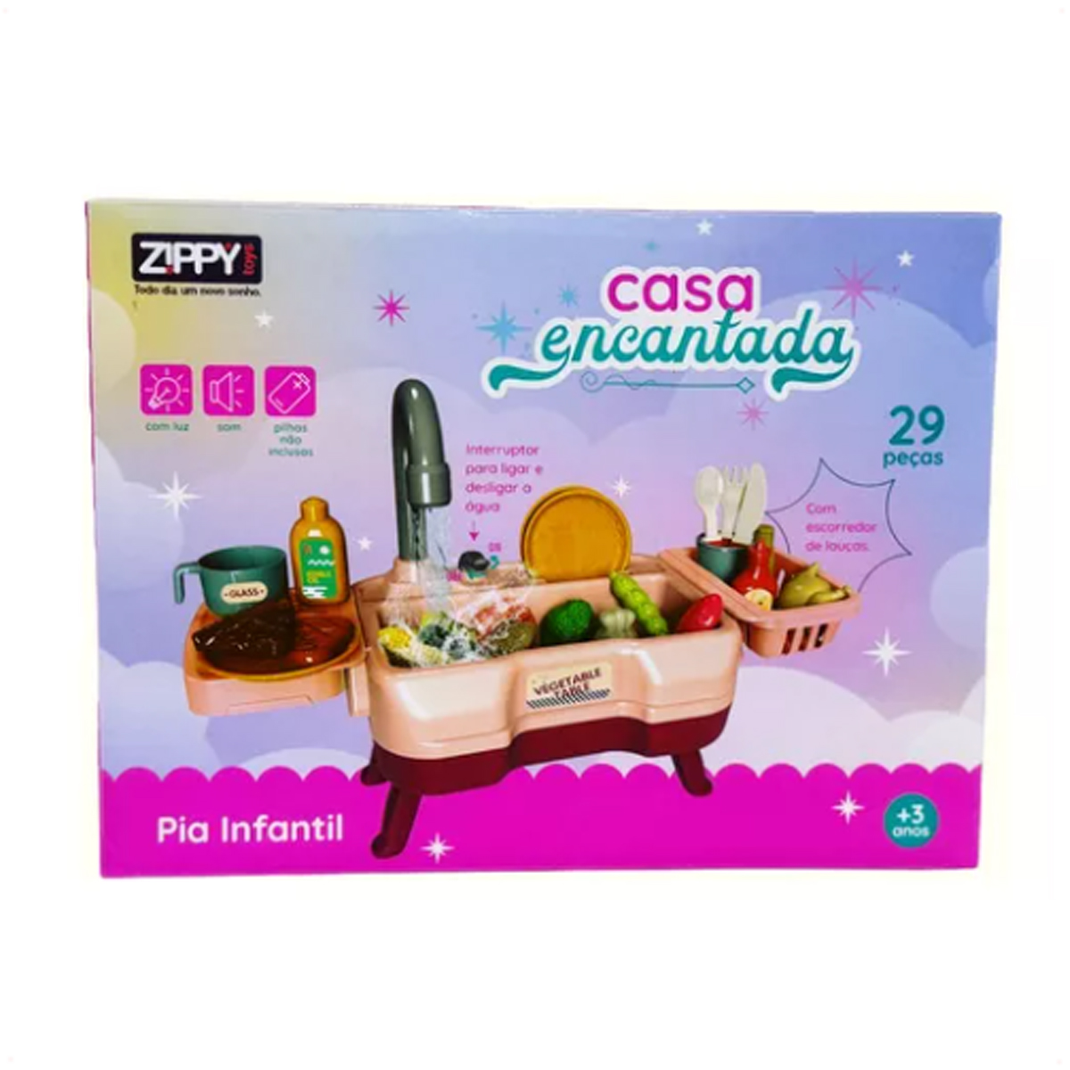 Pia Infantil Casa Encantada Com 29 Peças Vermelho, Luz e Som ...