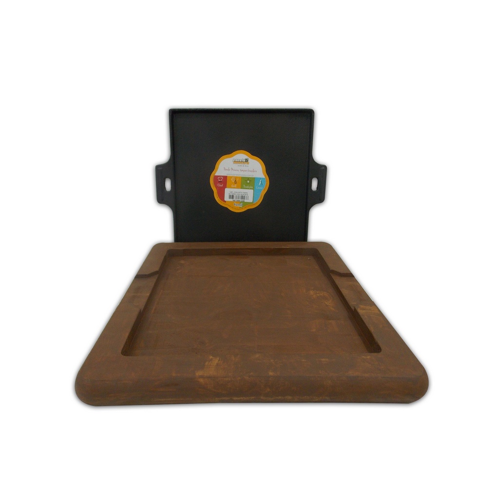 Conjunto Chapa de Ferro 220x220 c/ Suporte de Madeira 1246 ...