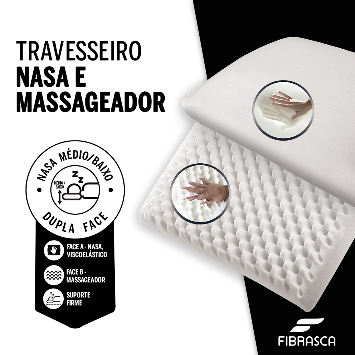 Travesseiro Nasa e Massageador Viscoelástico 60cm X 40cm ...