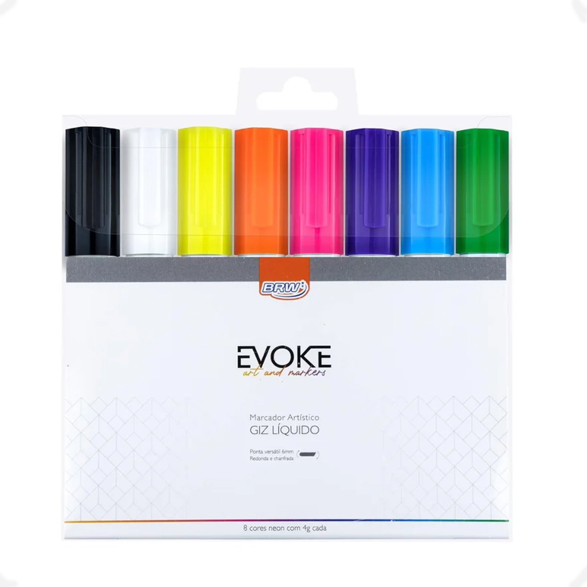 8 Canetas Marcadores Giz Liquido Neon Ekove Cores Neon Brw ...