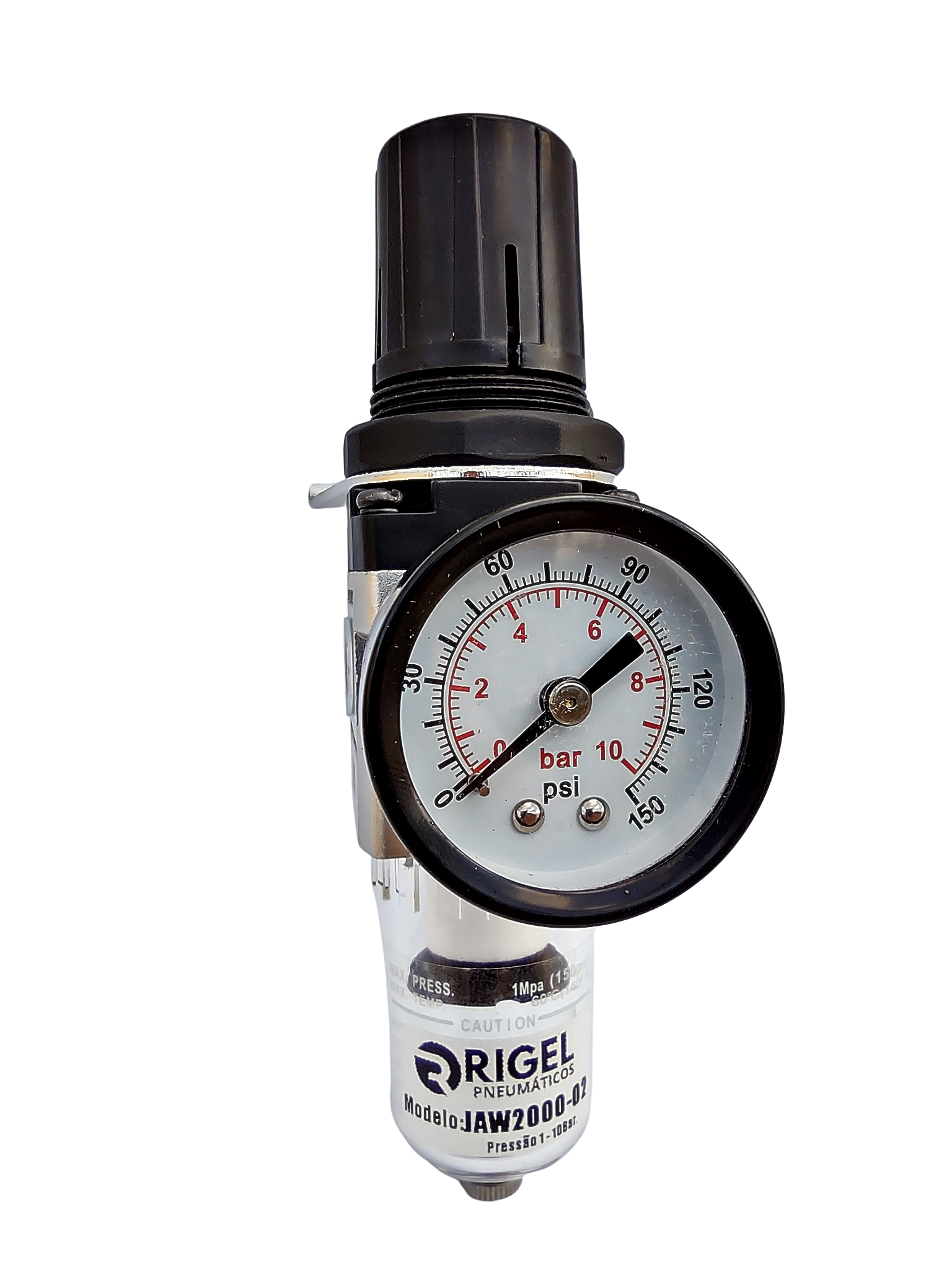 Filtro Regulador De Pressão 1/4 Bsp p/ até 10 Bar com Suporte e Manôme - Rigel Pneumáticos