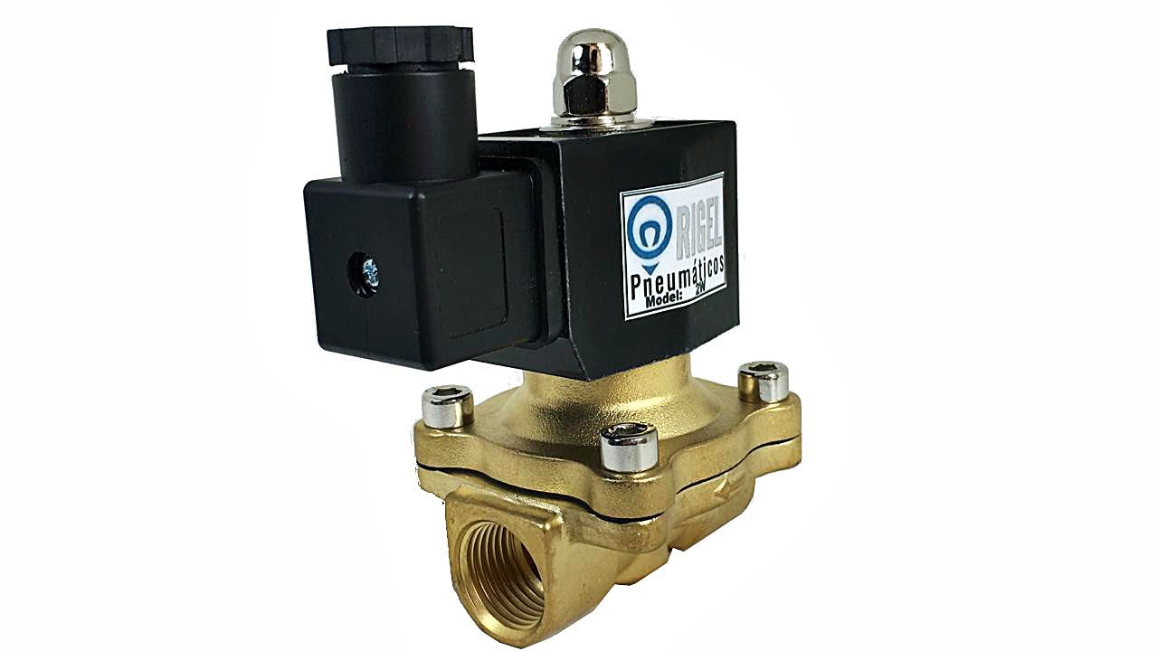 Válvula Solenoide Latão de Processo 2/2 vias Rosca 1/2 com Bobina - Rigel Pneumáticos