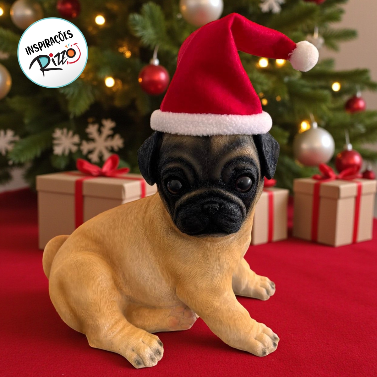 Cachorro Pug - Decoração de Natal - sem Movimento - Branco/Marrom - 1 ...