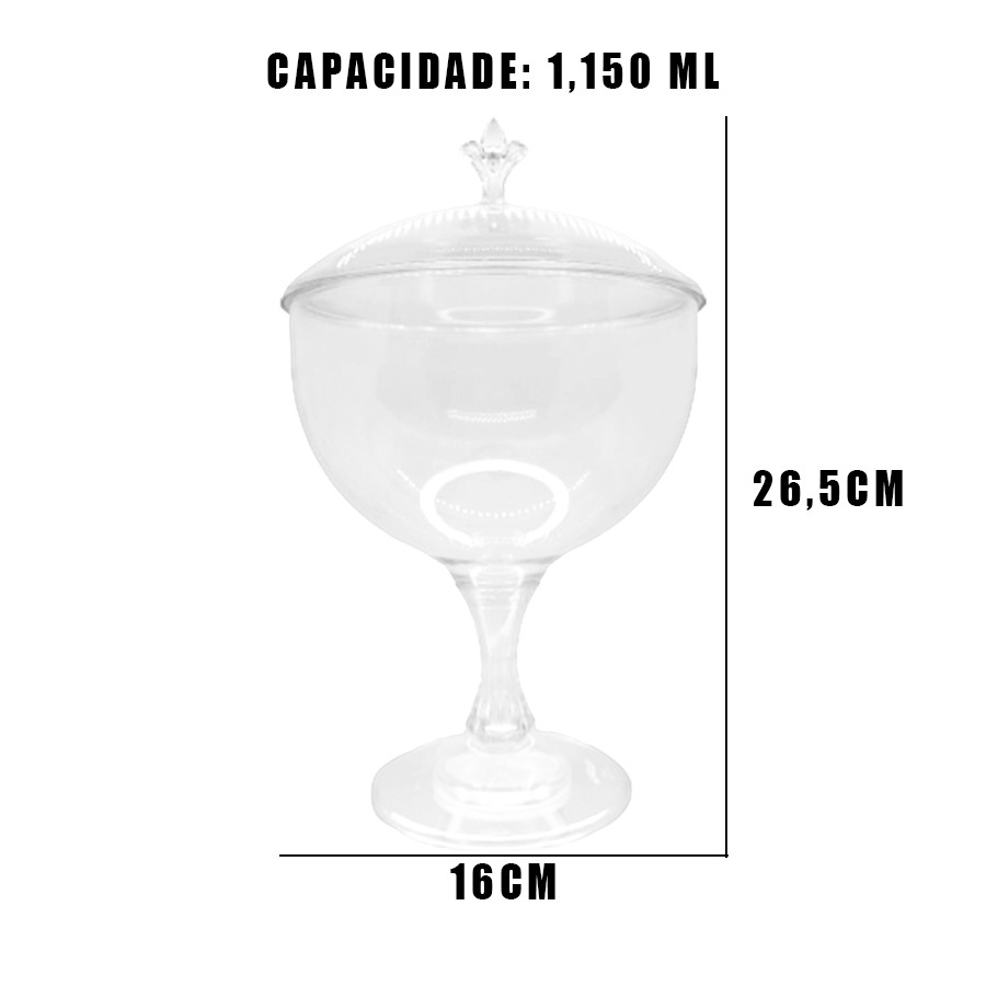 Taça Americana Flor-de-Lis Com Tampa - 1,150 ml - 1 unidade - Rizzo ...