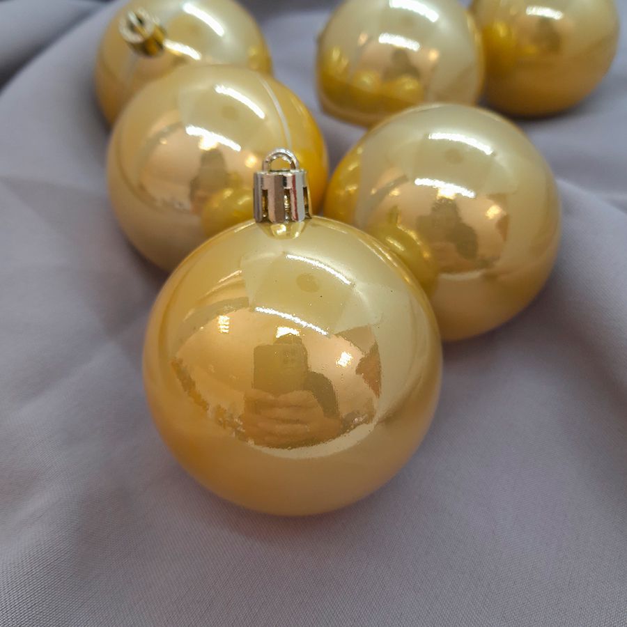 Bola de Natal em Tubo - Perolado Ouro - 6cm - 6 unidades - Cromus ...
