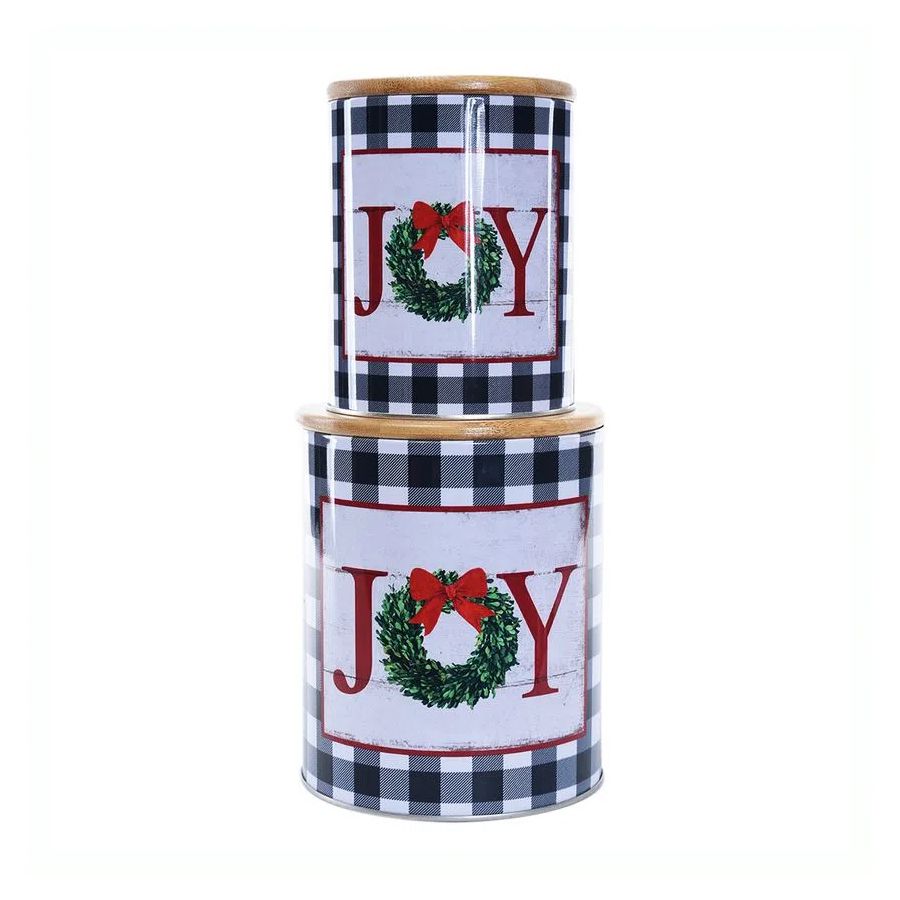 Jogo de Potes de Metal Joy Xadrez com Tampa de Madeira - 2 unidades ...