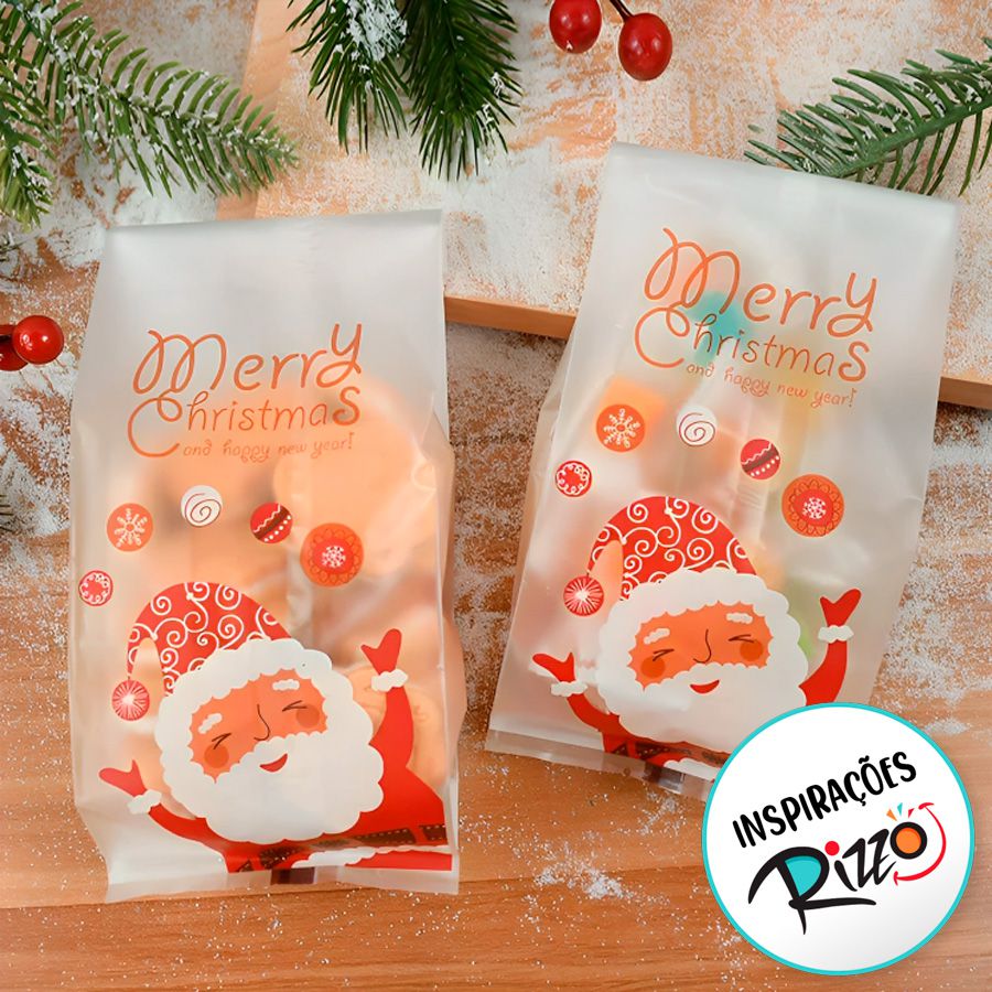 Saquinho Fosco Decorado - Papai Noel - 23x8cm - 10 unidades - Erika ...