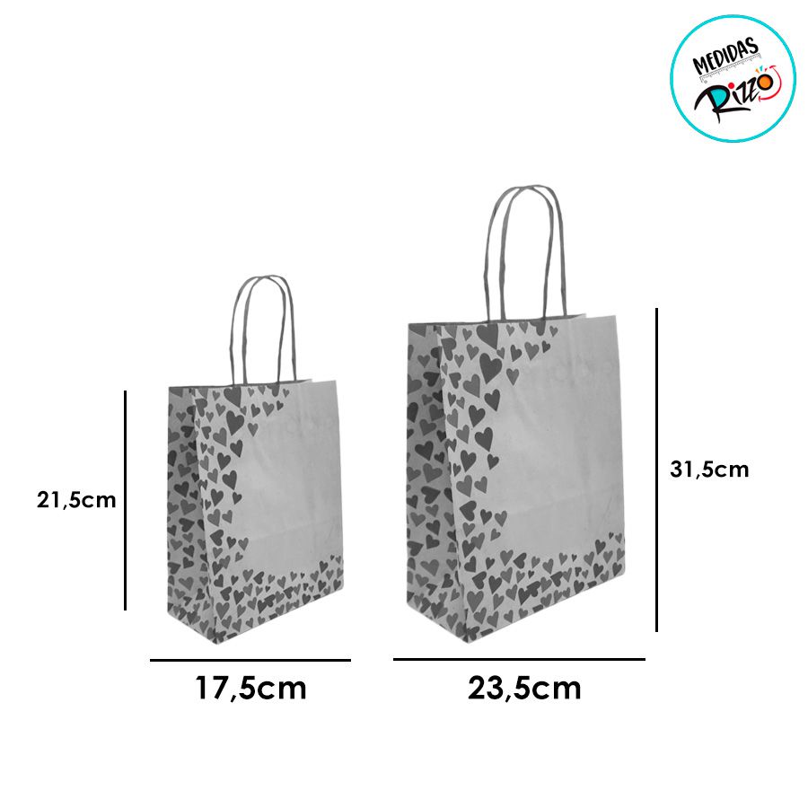 Sacola de Papel Kraft Coração Ref 1667 - 23,5x10x31,5cm - 10 unidades ...