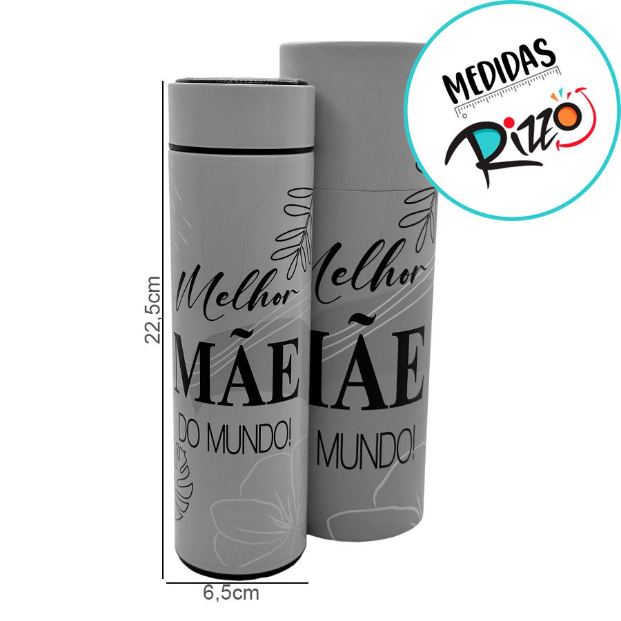 Garrafa Térmica Roxo com Termômetro - Melhor Mãe do Mundo - 410ml - 1 unidade - Rizzo - Rizzo ...