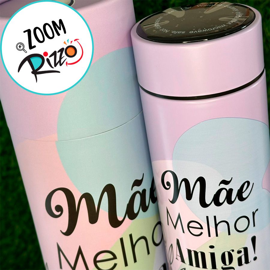 Garrafa Térmica Roxo com Termômetro - Mãe Melhor Amiga - 410ml - 1 unidade - Rizzo - Rizzo ...