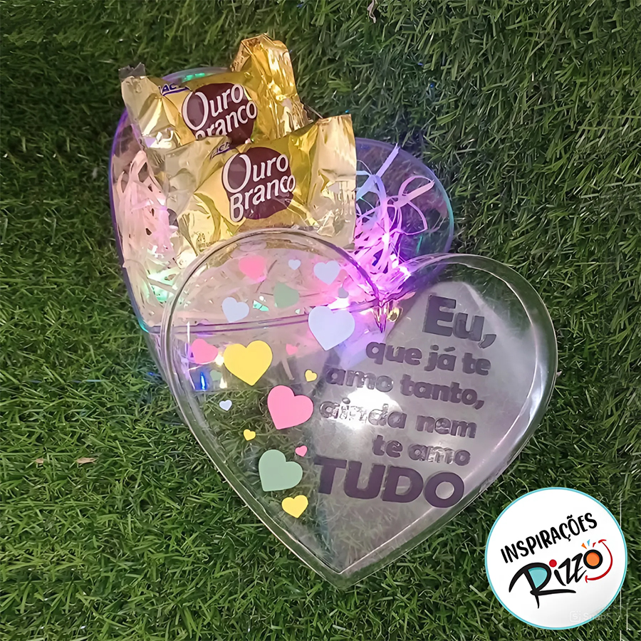 Caixa Acrílica Coração com LED Colorido - 1 unidade - Rizzo - Rizzo ...