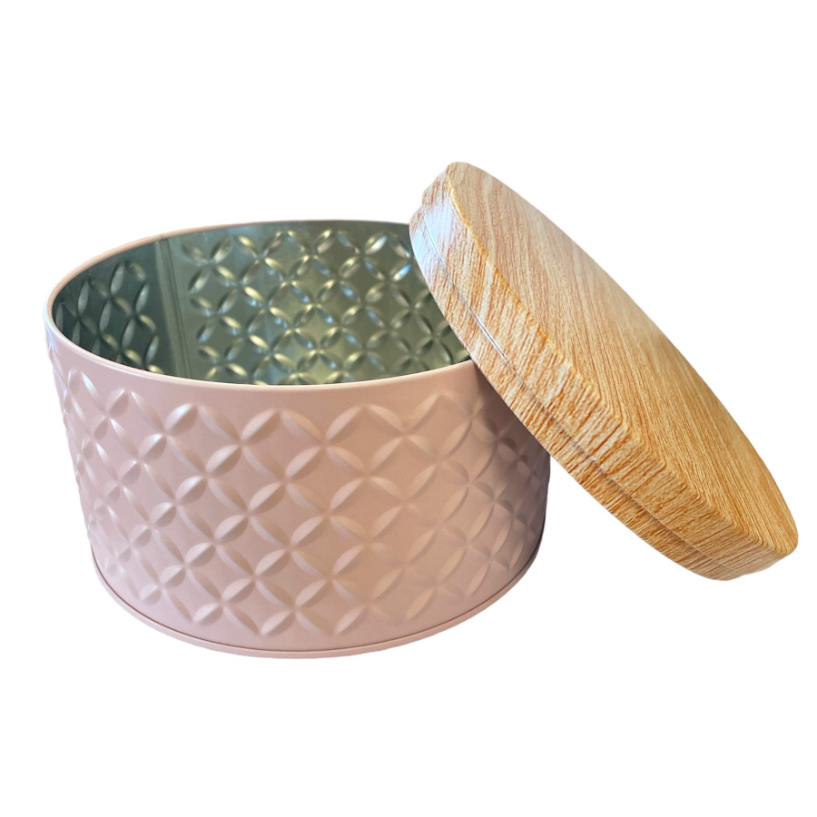 Lata de Metal Redonda Texturizada - Rosa- 13,5x8cm - 1 unidade - Rizzo ...