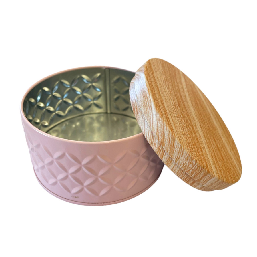 Lata de Metal Redonda Texturizada - Rosa - 10x6cm - 1 unidade - Rizzo ...