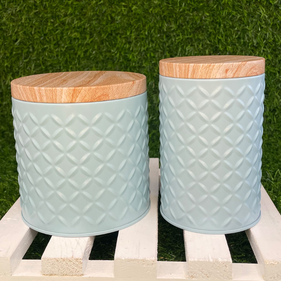 Lata de Metal Redonda Texturizada - Azul - 11,5x7cm - 1 unidade - Rizzo ...