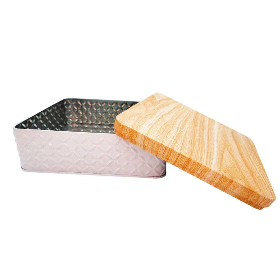 Lata de Metal Quadrada Texturizada - Branco - 17x6cm - 1 unidade ...