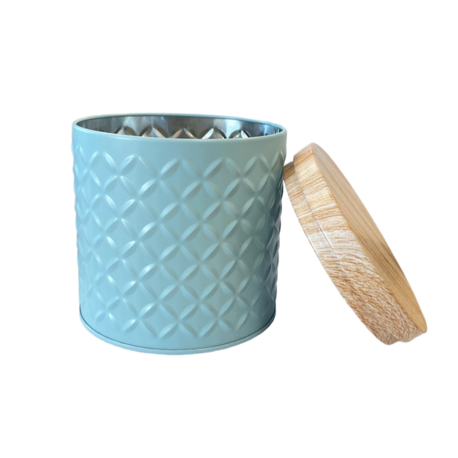 Lata de Metal Redonda Texturizada - Azul - 10x10cm - 1 unidade - Rizzo ...