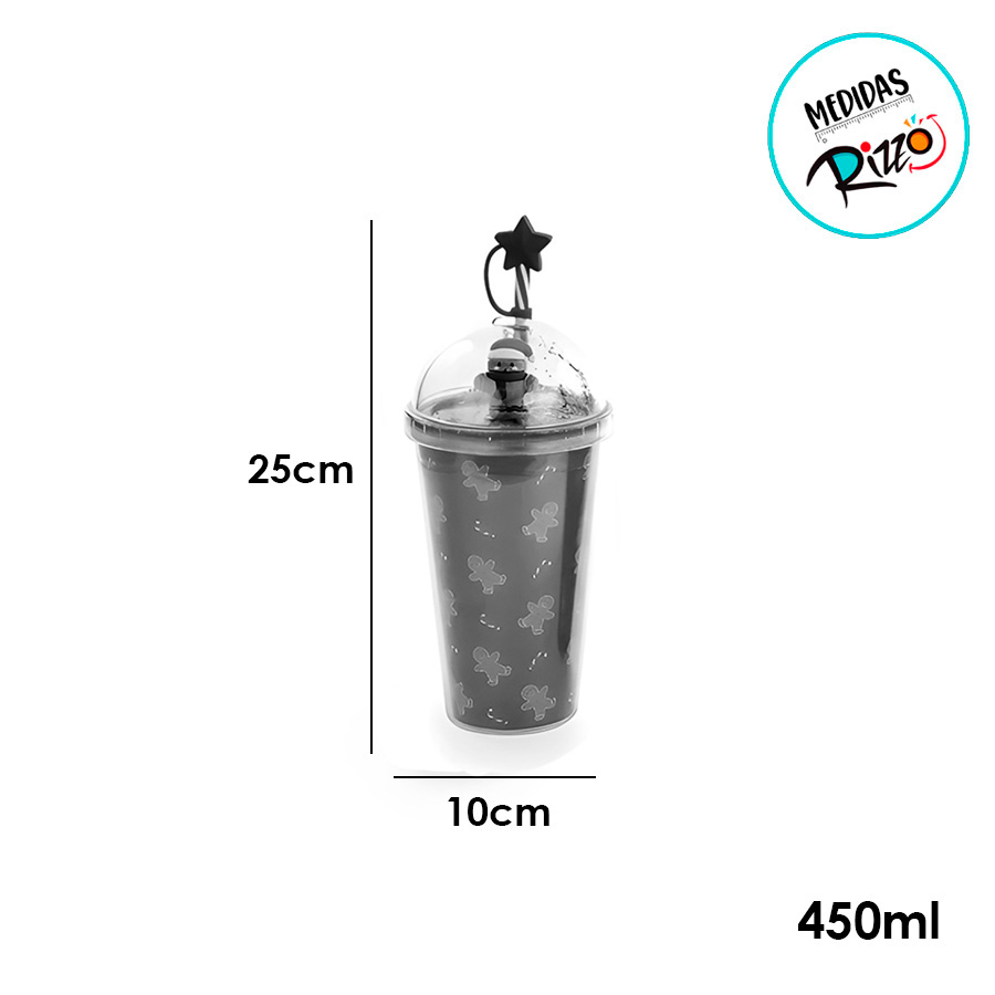 Copo com Tampa e Canudo Boneco Biscoito 450ml - Vermelho - 1 unidade - Cromus - Rizzo - Rizzo ...