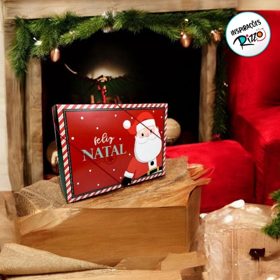 Caixa Retangular Com Tampa - Feliz Natal - 1 unidade - Cromus - Rizzo ...