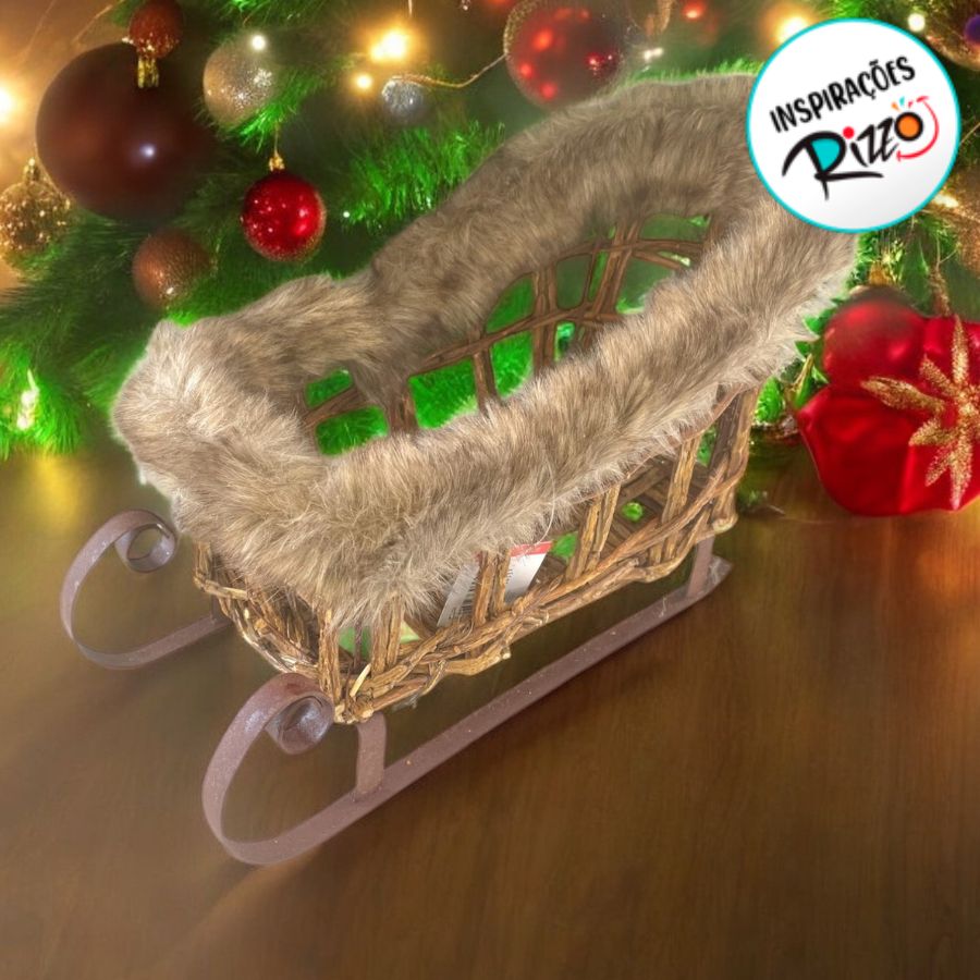 Trenó Decorativo de Natal - 24cm - 1 unidade - Rizzo - Rizzo Embalagens
