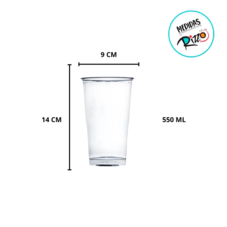 Copo Plástico Crystal Bello - 550ml - 25 unidades - Plastilânia - Rizzo - Rizzo Embalagens