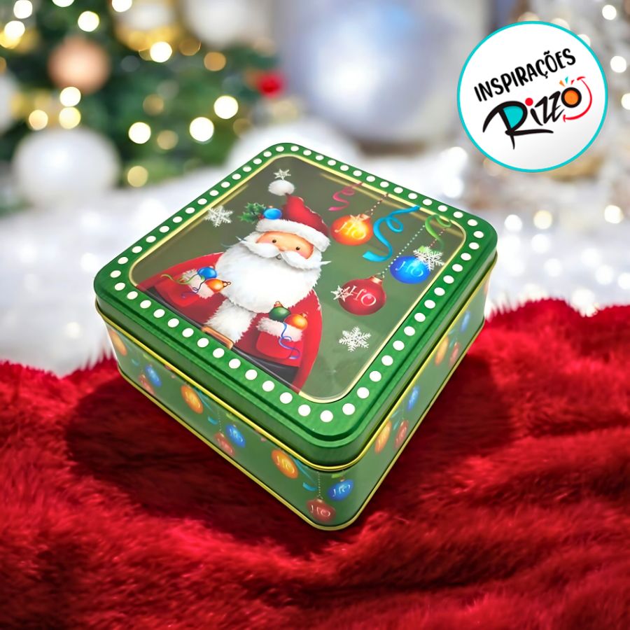 Lata De Metal De Natal Com Visor - Papai Noel - 15cm - 1 unidade - Art ...