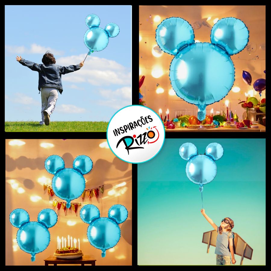 Balão de Festa Metalizado 15'' 38 - Simbolo Mickey Mouse Azul - 1 ...