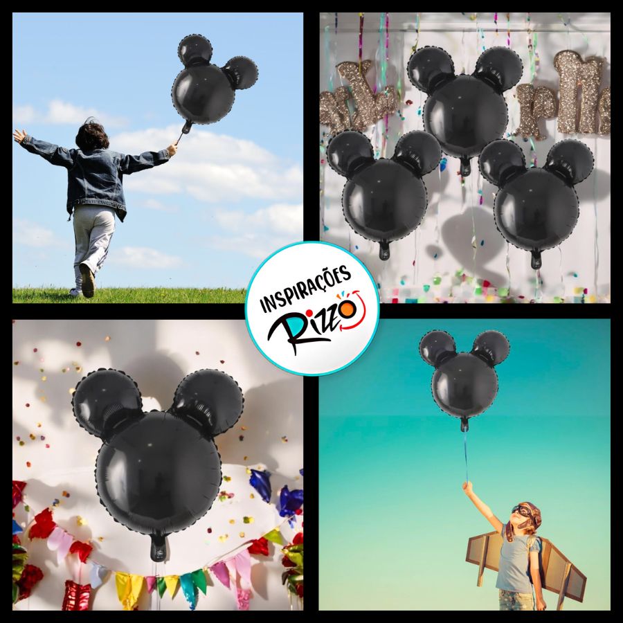 Balão de Festa Metalizado 15'' 38 - Simbolo Mickey Mouse - 1 unidade ...