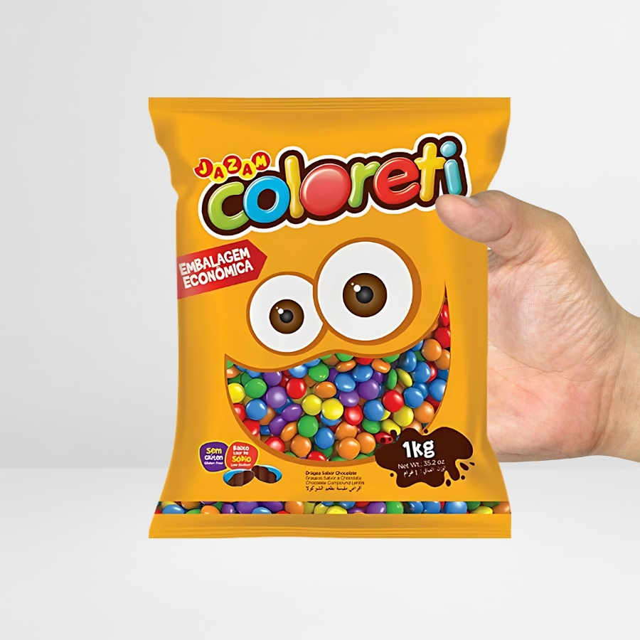 Pastilhas Confeitadas Sabor Chocolate Coloreti - Cores Sortidas - 1kg ...
